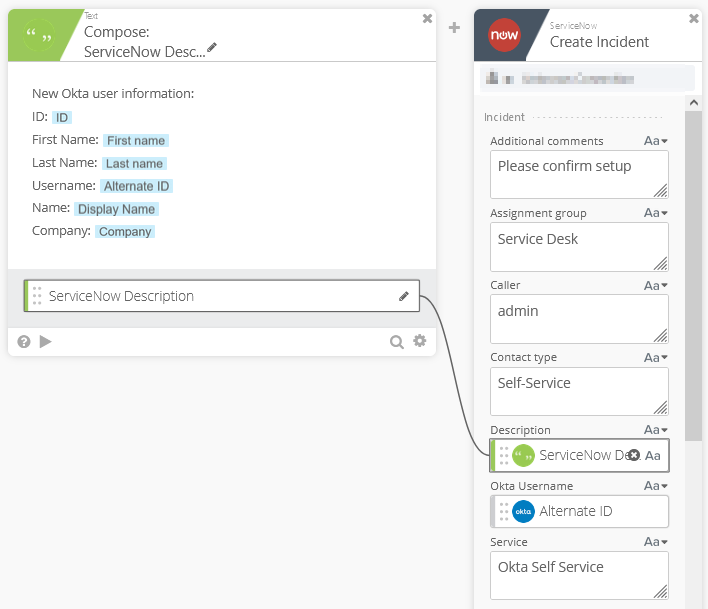 How to use ServiceNow as frontend with Okta Workflows